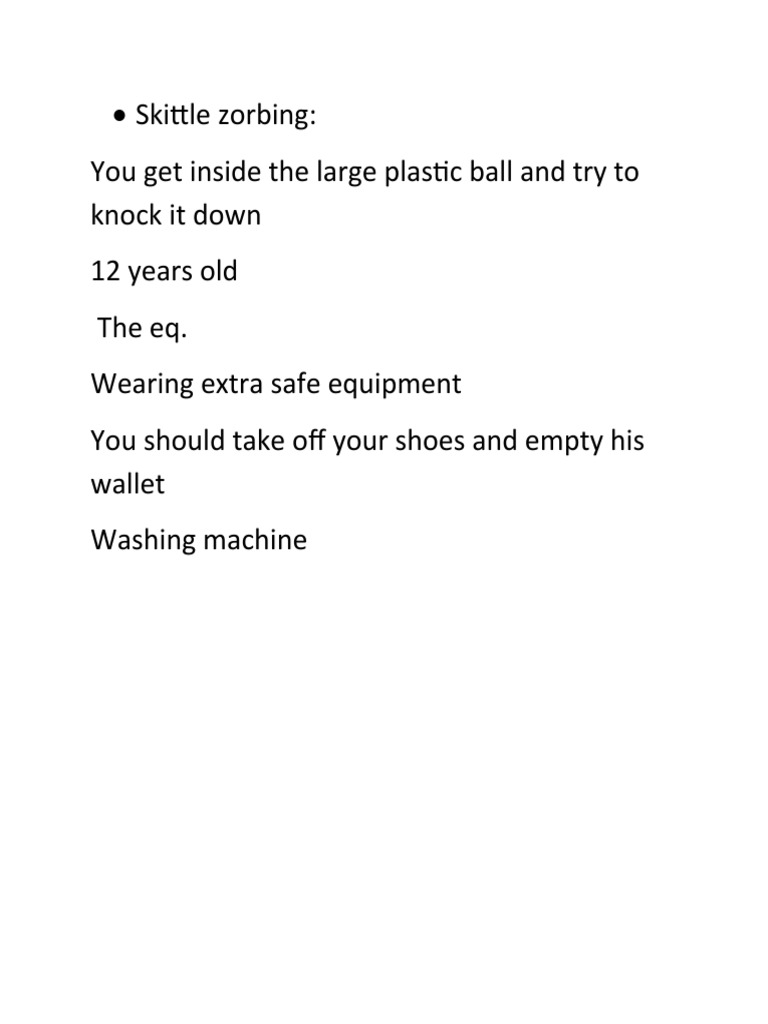 Skittle Zorbing | PDF