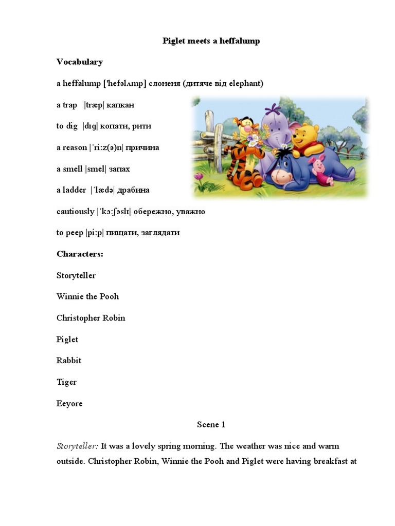 Piglet Meets A Heffalump | PDF | Winnie The Pooh