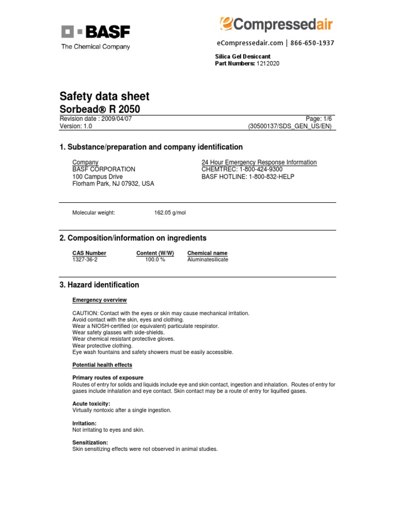 Sorbead R Silica Gel | Download Free PDF | Toxicity | Firefighting