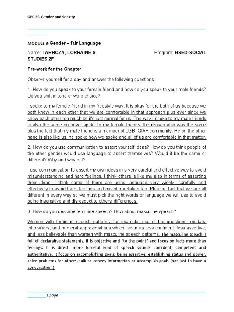 Gender-Fair Language in Communication | PDF | Gender Role | Grammatical ...