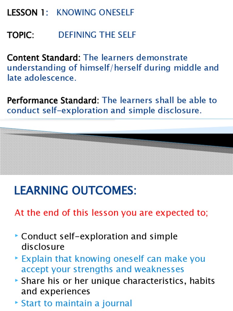 LESSON+1-+PPT Knowing Oneself | PDF