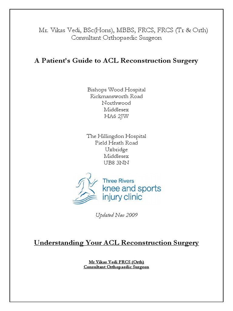 Acl Reconstruction Surgery Pdf Knee Surgery