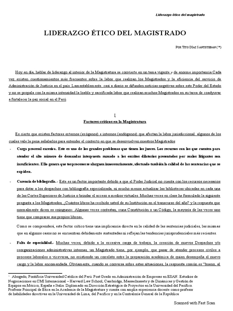 Liderazgo Ético Del Magistrado | PDF | Liderazgo | Autoestima