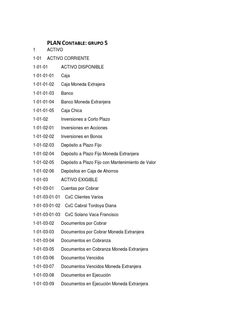 Plan Contable Grupo 5 | Descargar gratis PDF | Contabilidad | Bancos