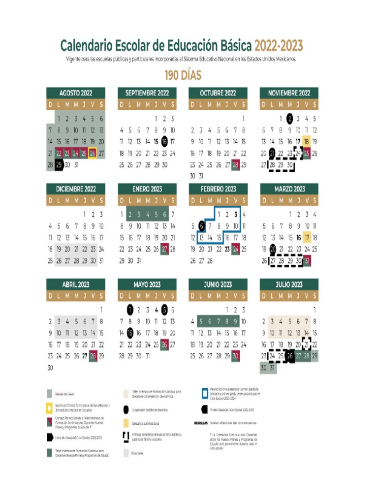 Calendario Escolar BASICA 2022-2023 | PDF