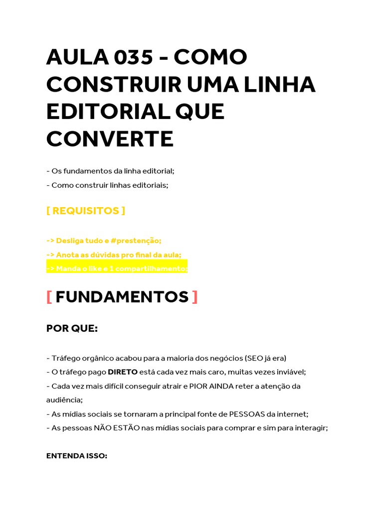 PDF Aula 035 Como Construir Uma Linha Editorial Que Converte | PDF | Redes sociais | Cultura ...