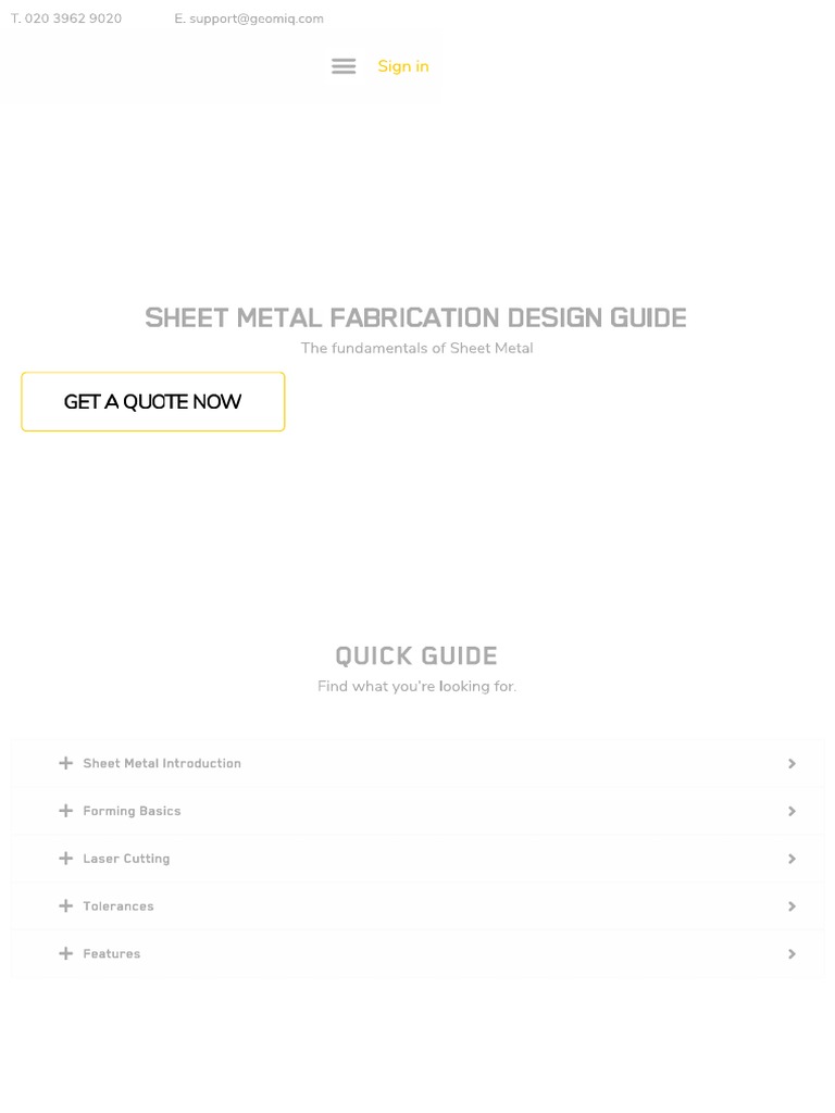 Sheet Metal Design Guide - 2021 Update - Geomiq | PDF