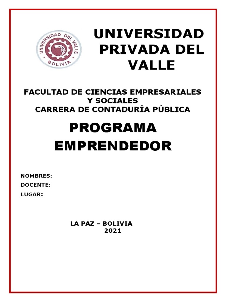 Programa Emprendedor | PDF | Iniciativa empresarial | El plastico