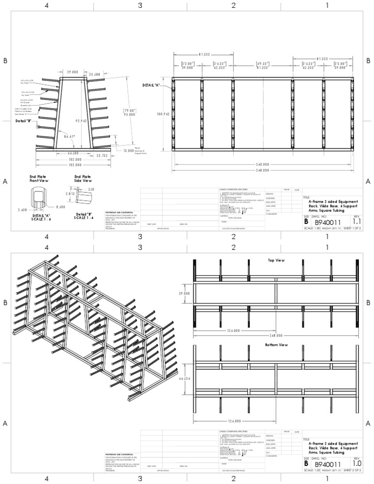 B940011 - Drawing, Assembly, A-Frame 2 Sided Equipment Rack, Wide Base ...