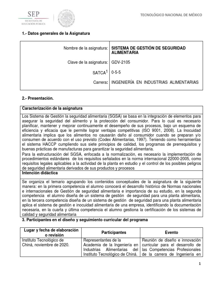 Sistema de Gestion de Seguridad Alimentaria | Descargar gratis PDF | Análisis de Riesgo y Puntos ...