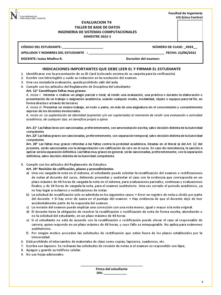 Evaluación Final-Tbd | PDF | Prueba (evaluación)