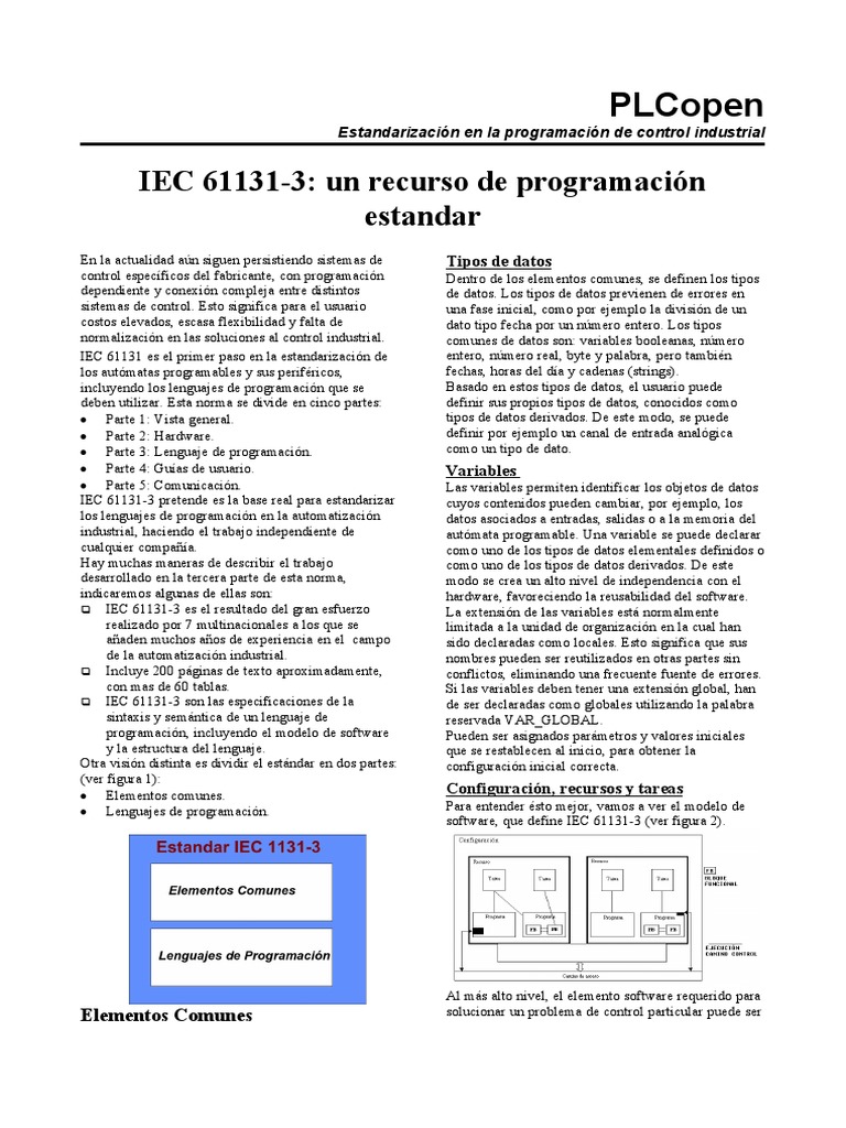 Iec 61131 3 Lenguajes Pdf Lenguaje De Programación Programación