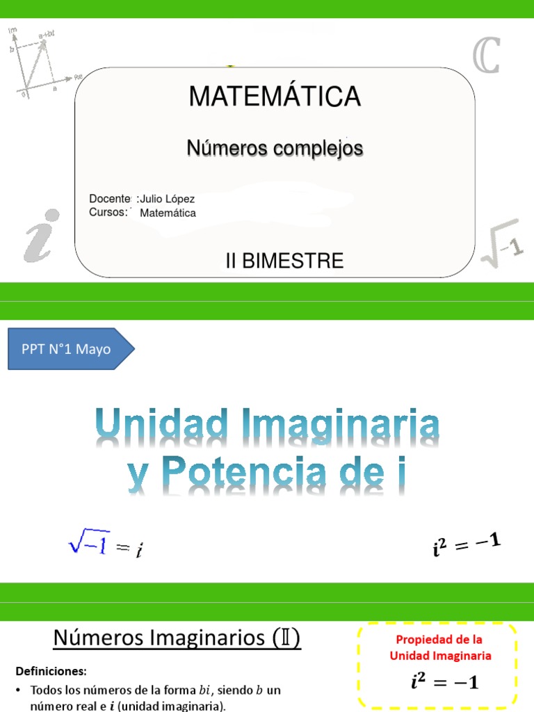 Matemática Números Complejos. | PDF | Número complejo | Sustracción