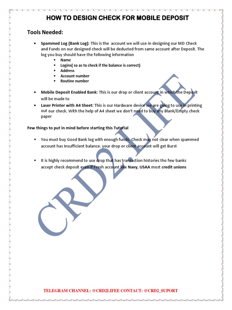 How To Design Check For Mobile Deposit | PDF | Cheque | Banks