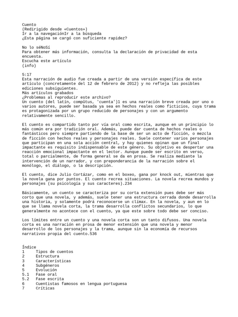 Características del Cuento Breve | PDF | Cuentos