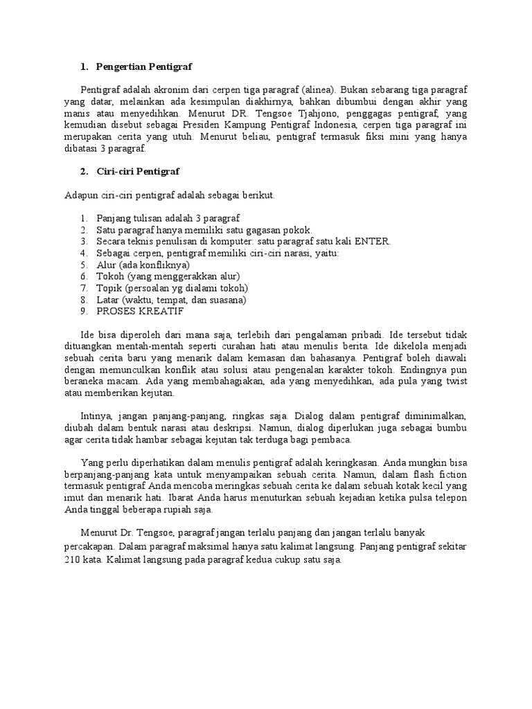 Memahami Pentigraf: Ciri dan Struktur | PDF | Fiksi Umum