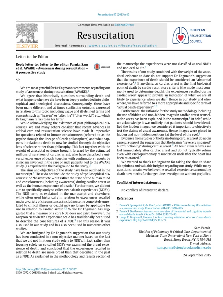 Parnia 2015 | PDF | Death | Psychology