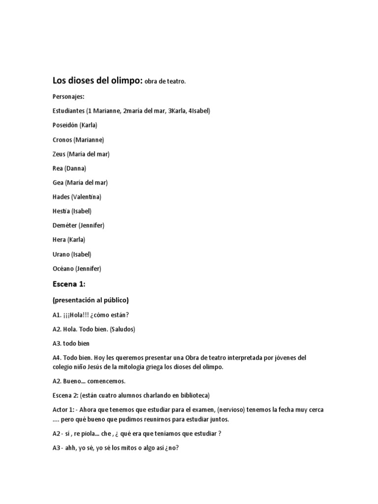 Los Dioses Del Olimpo | PDF | Zeus | Doce olímpicos