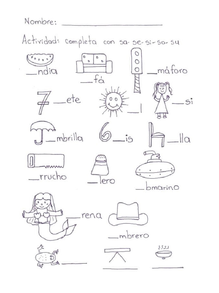 Ejercicio Sa Se Si So Su | PDF