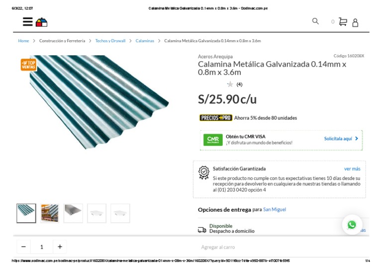 Calamina Galvanizada 0.14mm en Sodimac | PDF