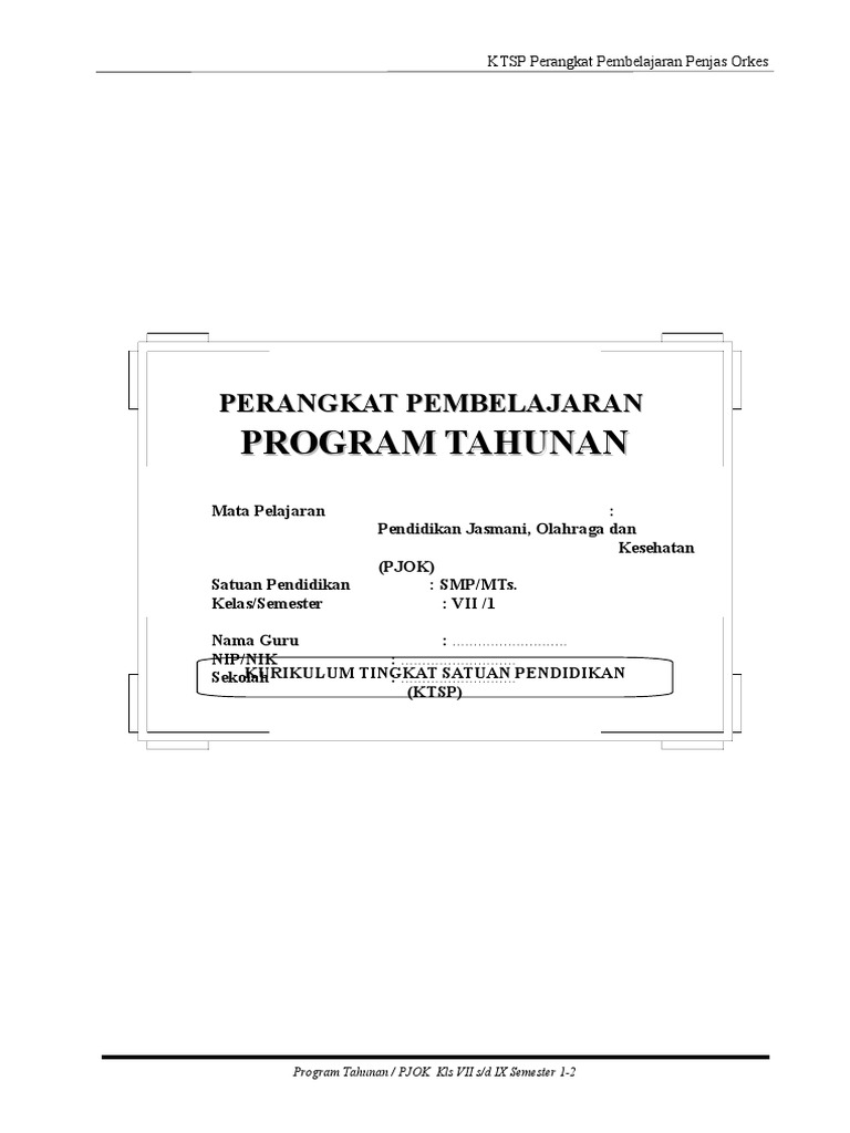 KTSP PJOK SMP Kelas VII-IX | PDF