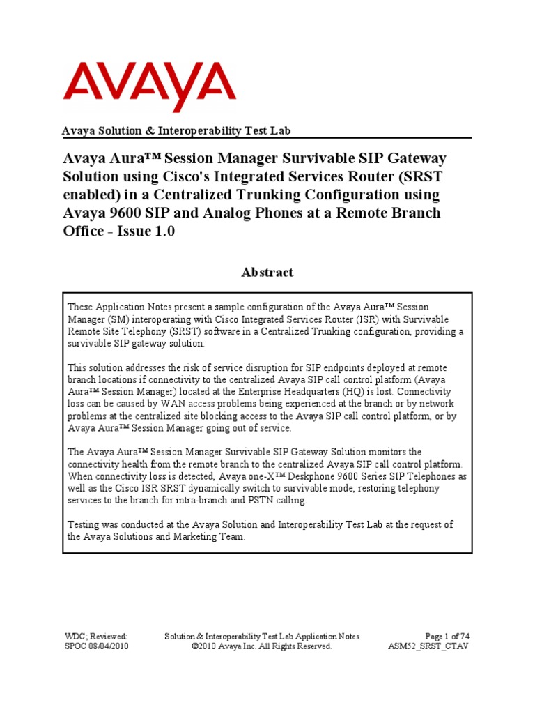 Avaya Cisco | PDF | Session Initiation Protocol | Voice Over Ip