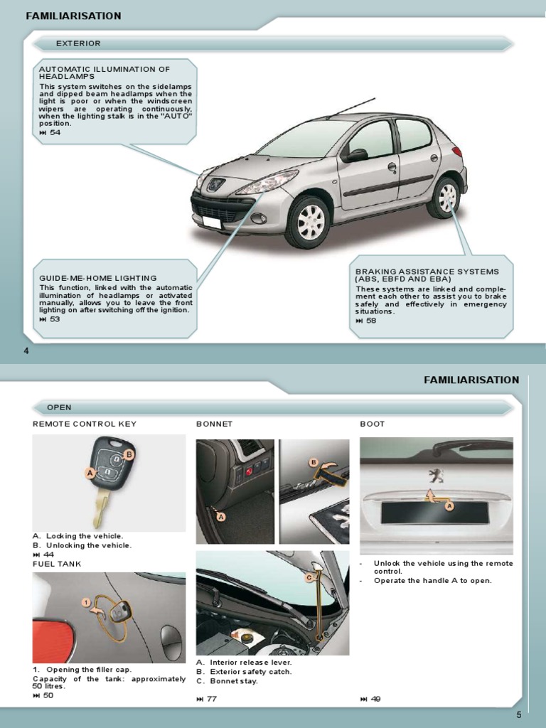 Peugeot 206 P Dag Owners Manual | PDF | Headlamp | Fuel Economy In ...