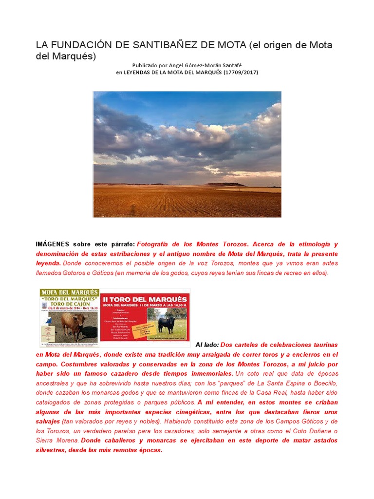 4 Leyendas de La Mota. Fundación de Mota y Poder de Leyendas. Por Angel Gómez-Morán Santafé | PDF