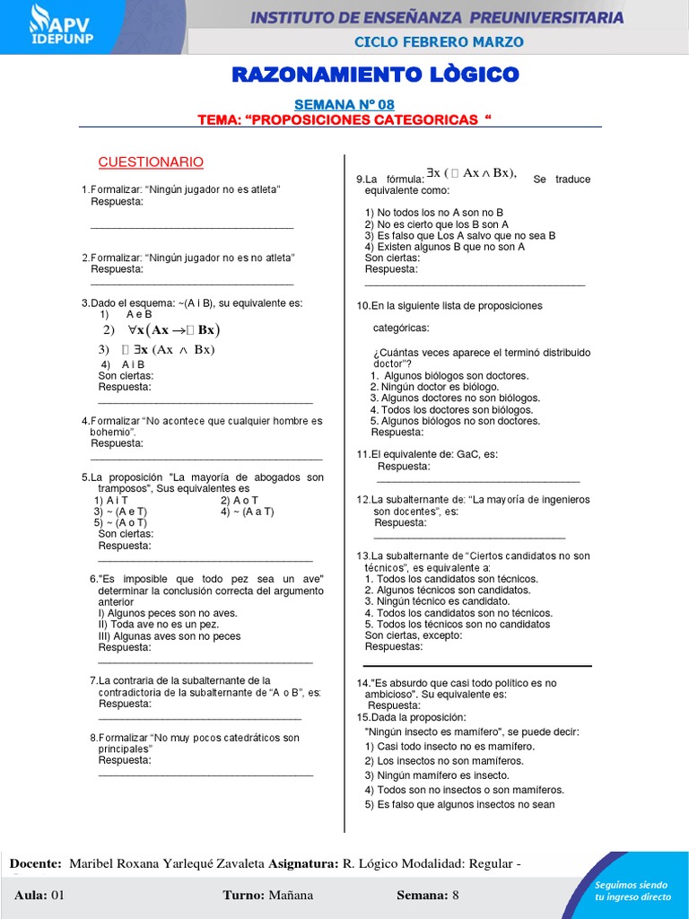 Semana 8 Alumnos 2022 ,. | PDF | Proposición | Lógica