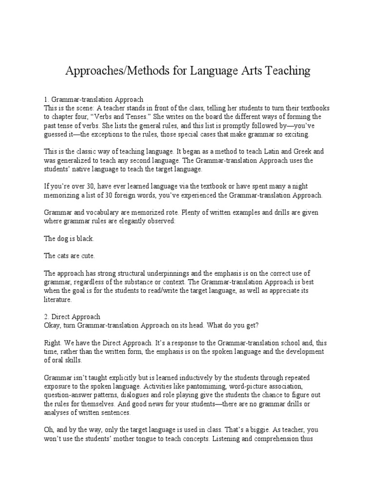 Approaches For Language Teaching | PDF | Second Language | Learning