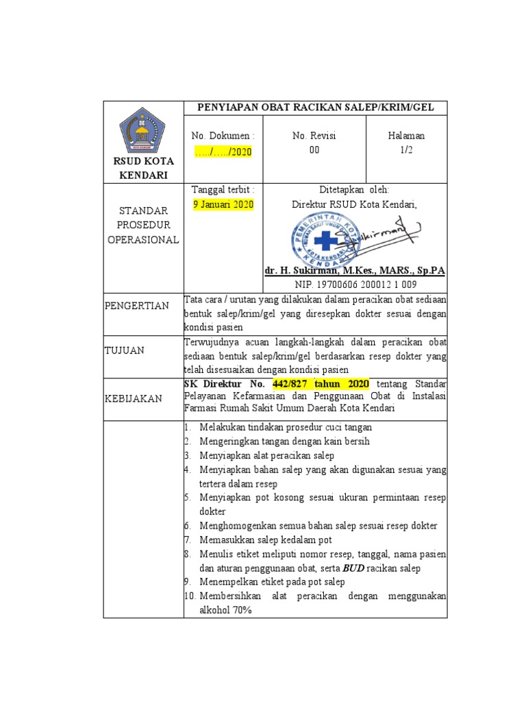 Spo Dispensing Obat Salep | PDF
