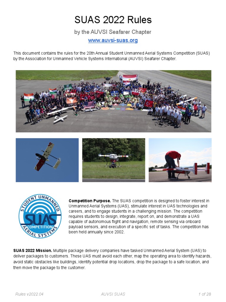 Auvsi - Suas 2022 Rules | PDF | Unmanned Aerial Vehicle | Aircraft