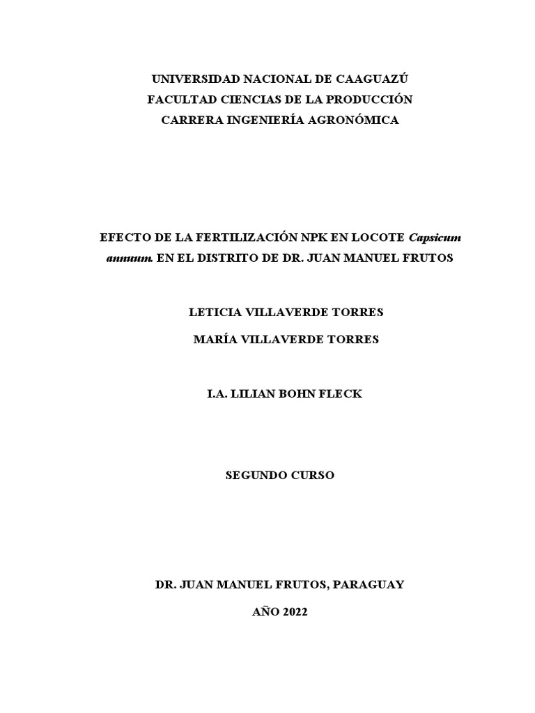 Proyecto Locote | PDF | Fertilizante | Nutrición