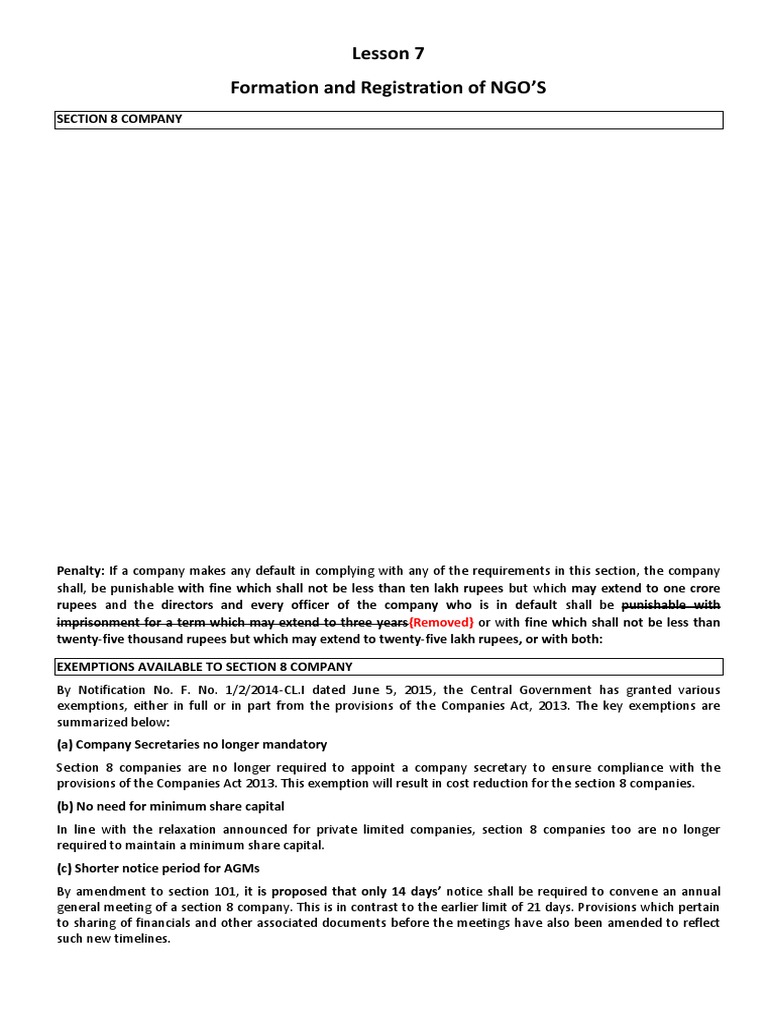 Lesson 7 - Formation and Registration of NGO'S | PDF | Trust Law | Taxes
