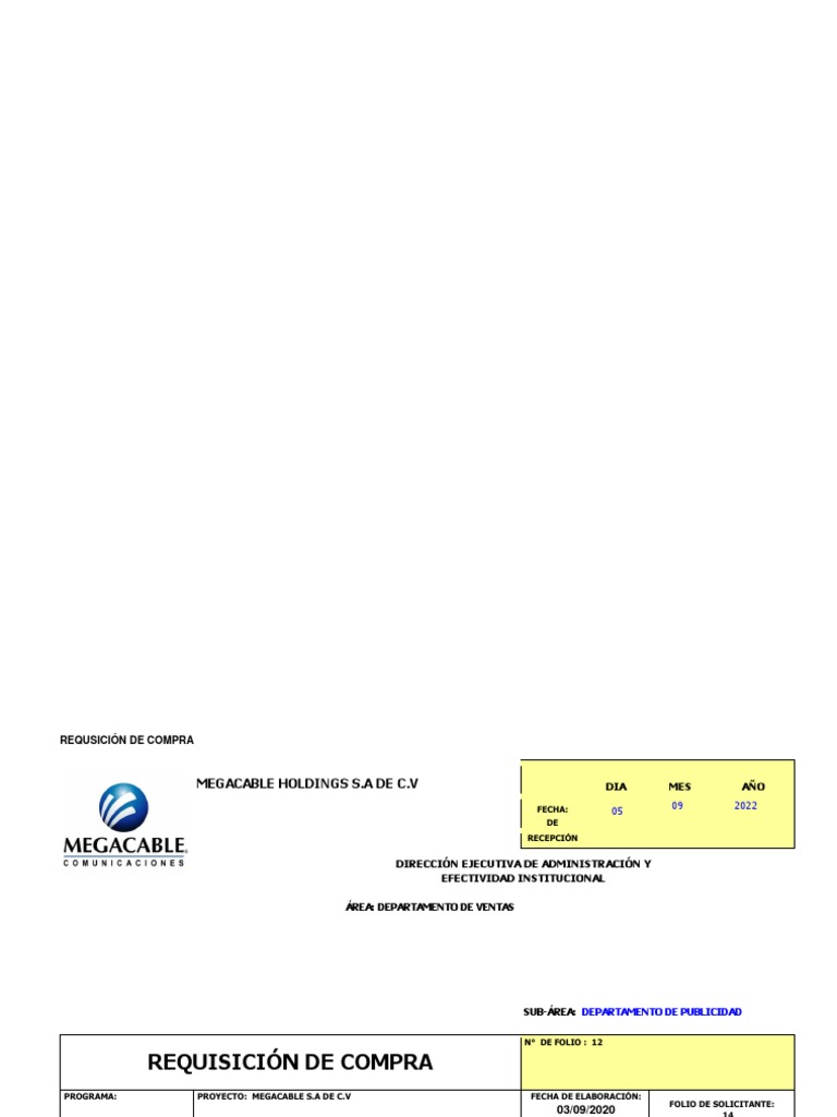 Formato de Requisición Megacable | PDF