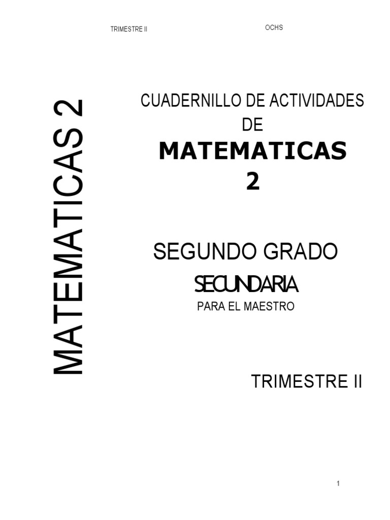 2o 2t Maestro Cuadernillo De Matematicas Pdf Multiplicación