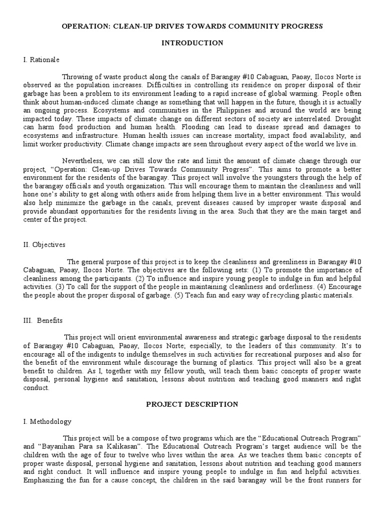 Project Proposal - Reading & Writing | Pdf | Climate Change | Waste 