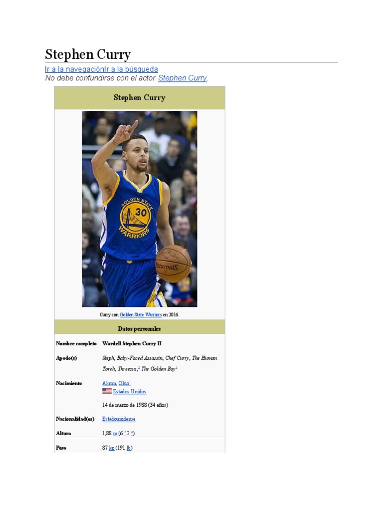 Stephen Curry | PDF | Asociacion Nacional de Basquetbol | Equipos deportivos