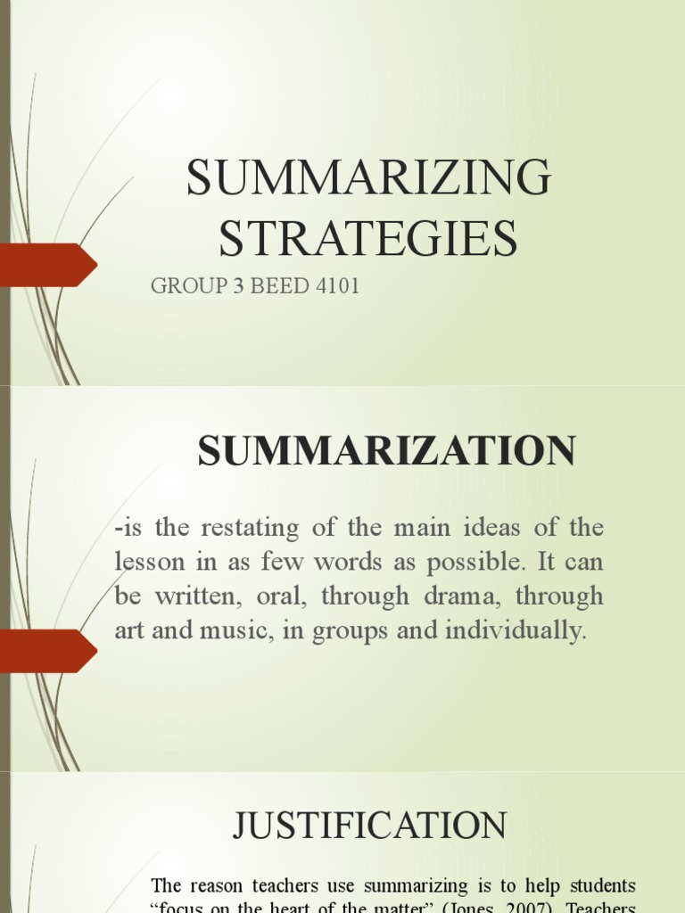 Effective Summarizing Strategies | PDF | Vocabulary | Reading Comprehension