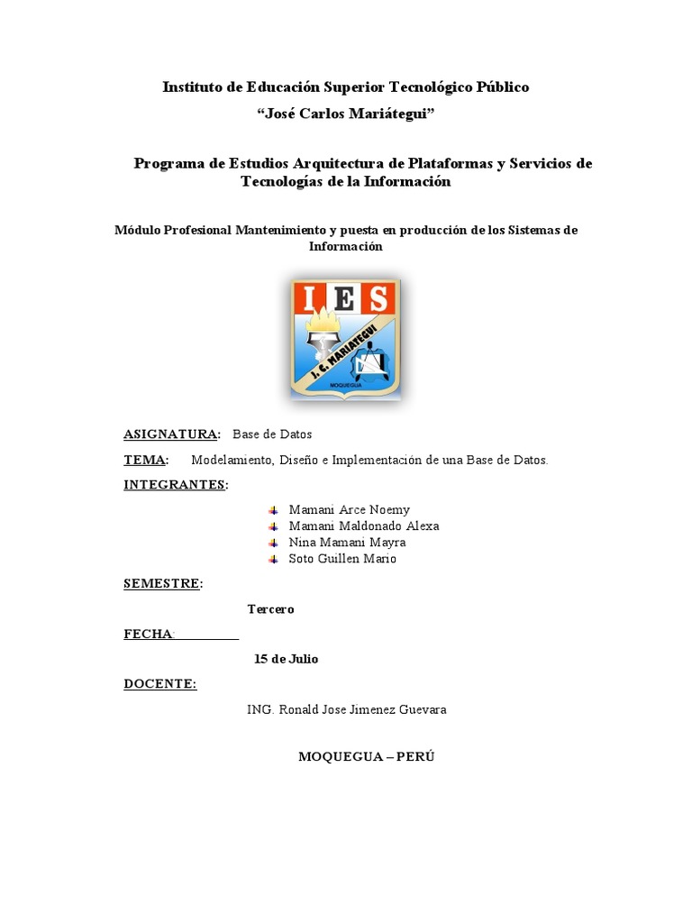 Proyecto Final. Base de Datos | PDF | Servidor SQL de Microsoft | Bases de datos