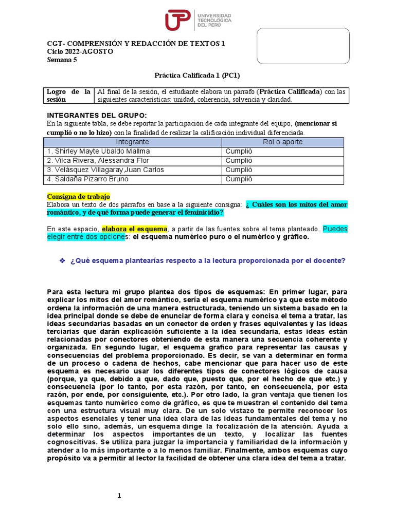 Foro - Esquema PC1 | PDF | Amor | Ciencia cognitiva