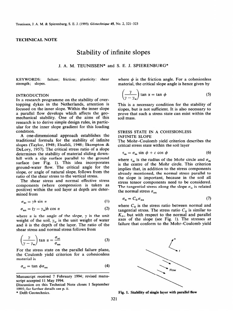 Stability of Infinite Slopes | PDF | Stress (Mechanics) | Plasticity ...