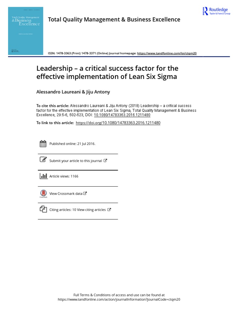 Leadership in Lean Six Sigma Success | PDF | Factor Analysis | Six Sigma