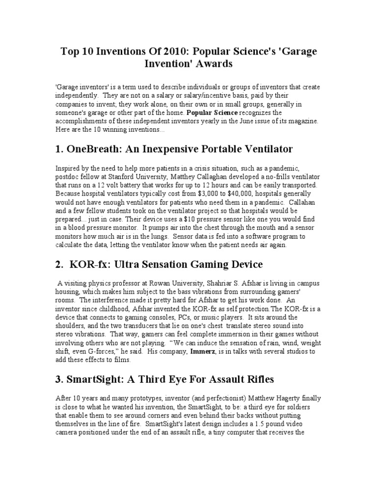 Top Inventions of 2010 Unveiled | PDF | Hearing Aid | Hearing Loss
