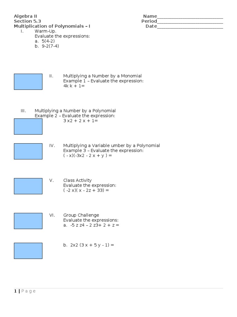 Multiplying Polynomials in Algebra II | PDF | Teaching Methods & Materials