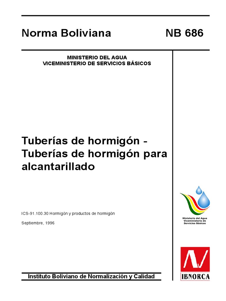 NB 686 Tuberías de Hormigón para Alcantarillado Sanitario | PDF | Hormigón | Cemento