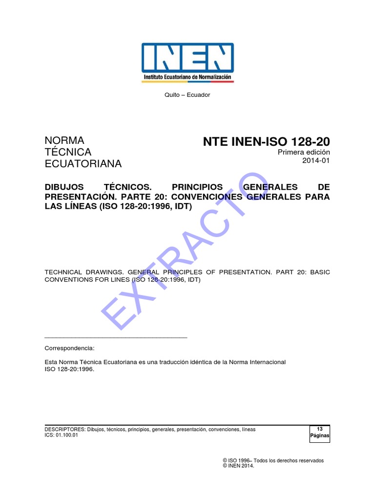 Nte Inen Iso 128-20 | PDF | Longitud | Organización internacional para la estandarización