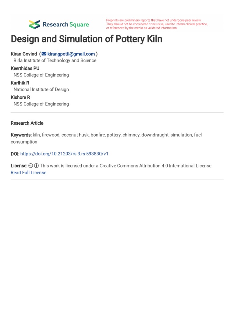 Design and Simulation of Pottery Kiln | PDF | Thermal Conduction ...