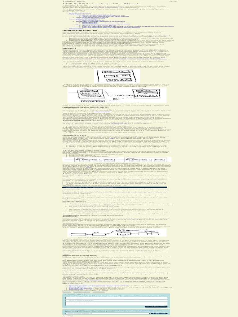 MIT 6.824 - Lecture 19 - Bitcoin | PDF | Bitcoin | Public Key Cryptography
