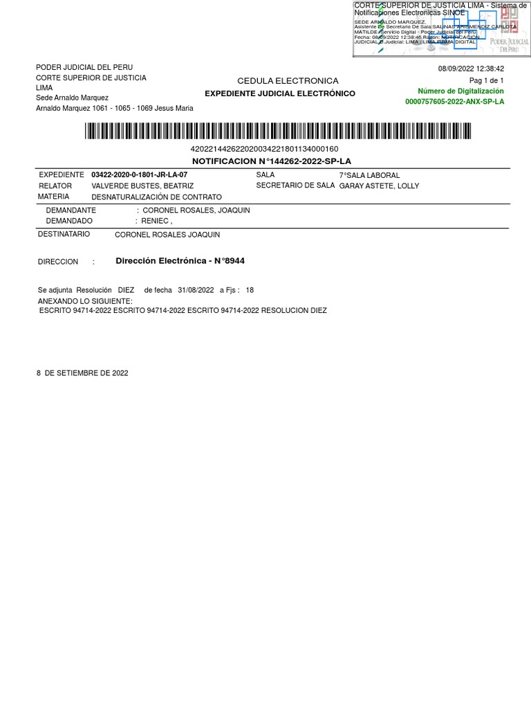 Exp. 03422-2020-0-1801-JR-LA-07 - Consolidado - 144262-2022 | PDF | Estado (política) | Ley Pública